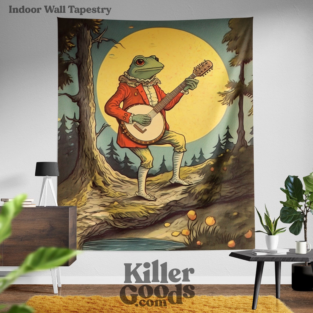 Victorian Frog Banjo Wall Tapestry • Bohemian Decor, Frog and Toad ...