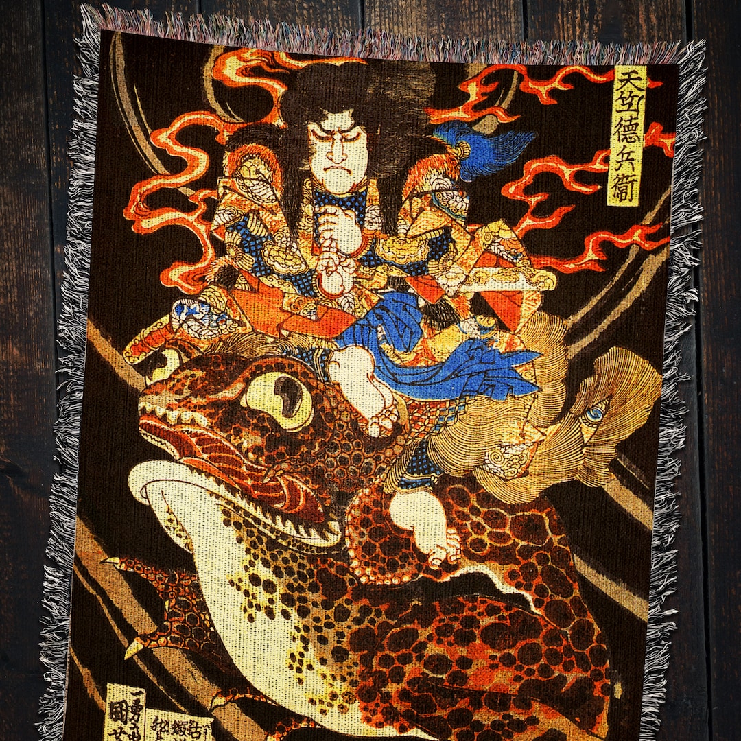 Toad Hermit Frog Hermit Vintage Japanese Samurai Blanket • Japanese ...