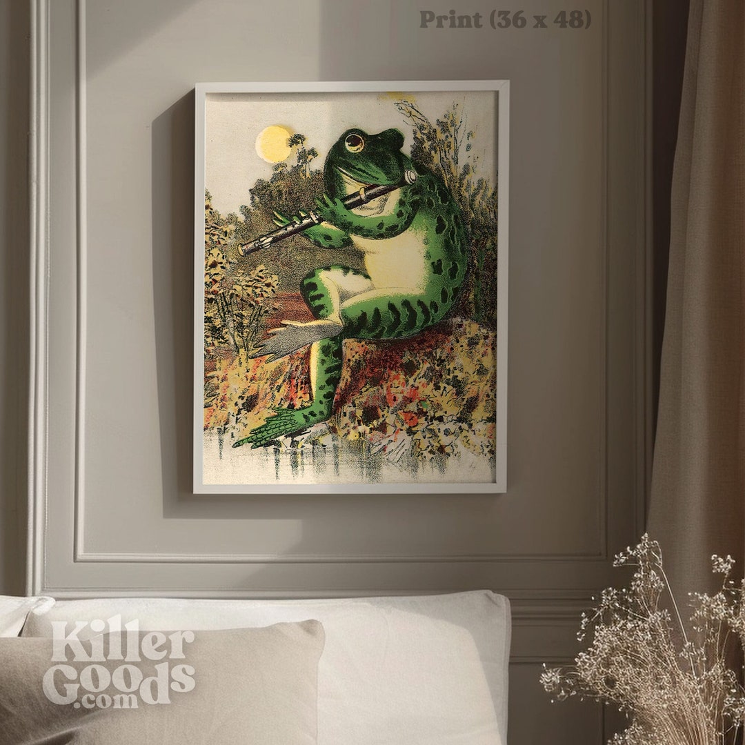Flute Frog Art Print, Antique Frog Art, Vintage Frog, Victorian Kitsch ...