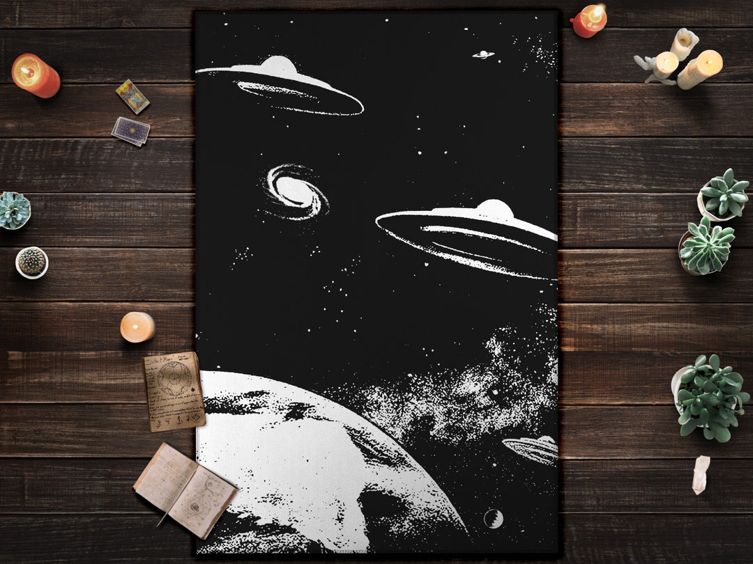 UFO Rug Vintage Sci Fi Area Rug - Ufo Decor, Retro Sci Fi Decor, Space ...