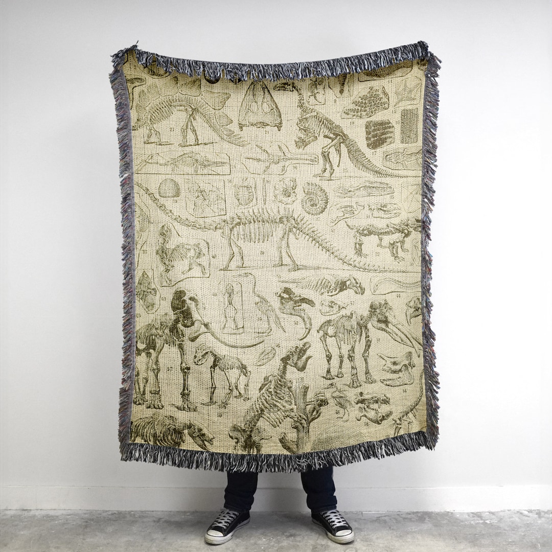 Pleistocene Fossils Blanket • French Vintage Illustration, Dinosaurs ...