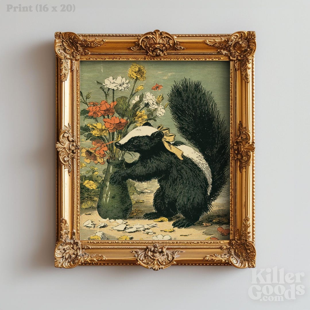Vintage Skunk Flower Art Print – Cottagecore Farmhouse Decor - Etsy
