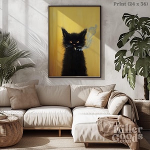 Smoking Cat Art Print, Antique Cat Art, Vintage Cat, Victorian Kitsch ...