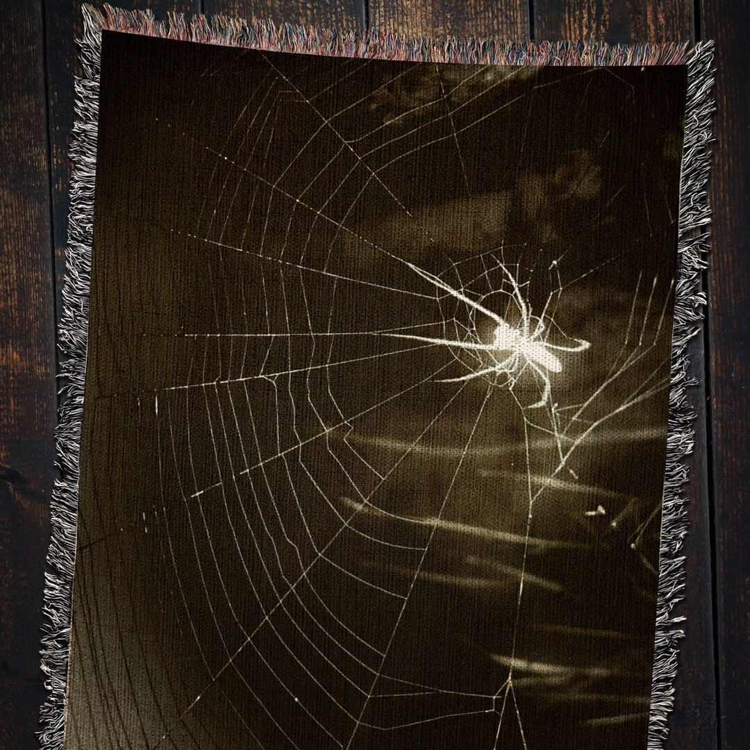 Glowing Spider Web Vintage Horror Woven Blanket • Retro Spooky Decor ...