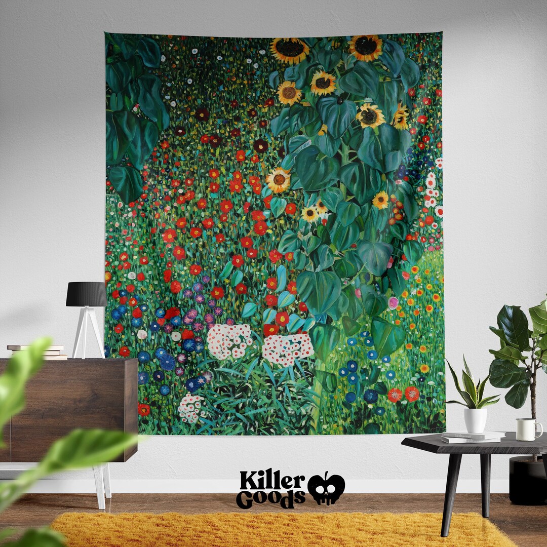 Farm Garden With Sunflowers Tapestry - Vintage Cottagecore Tapestry ...