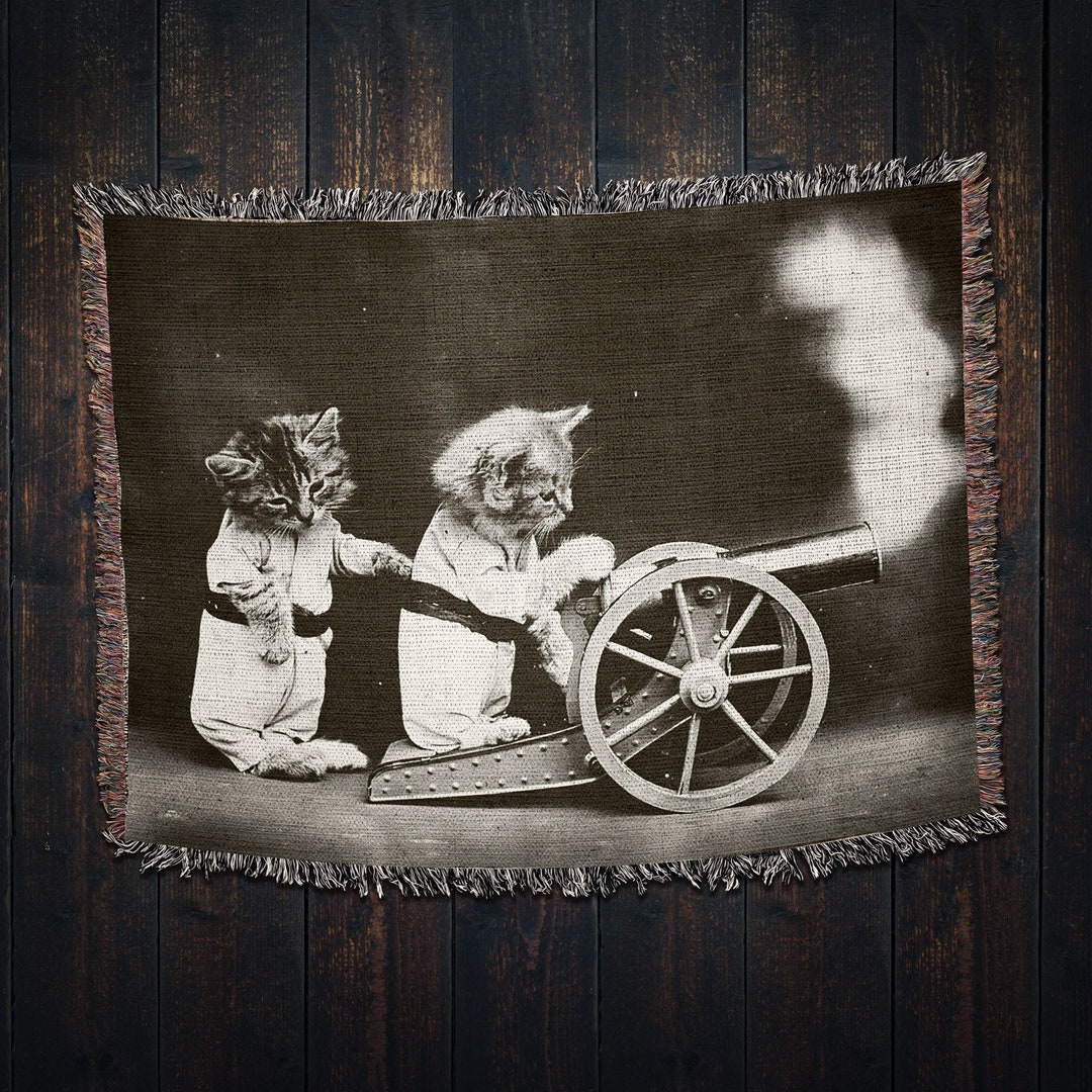 Cute Vintage Cat Tapestry, Retro Cats Woven Blanket, Vintage Cat Meme ...