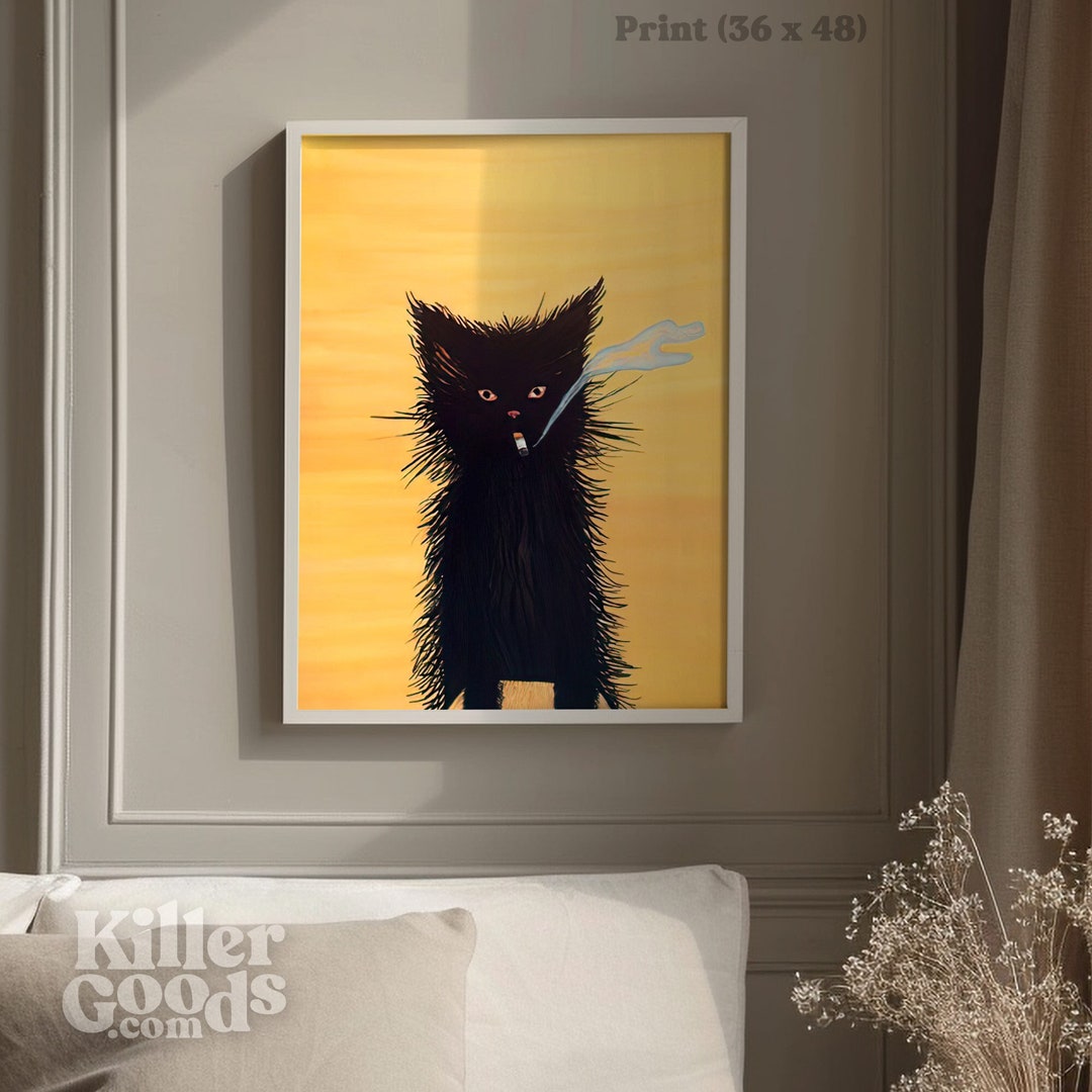 Smoking Cat Art Print, Antique Cat Art, Vintage Cat, Victorian Kitsch ...
