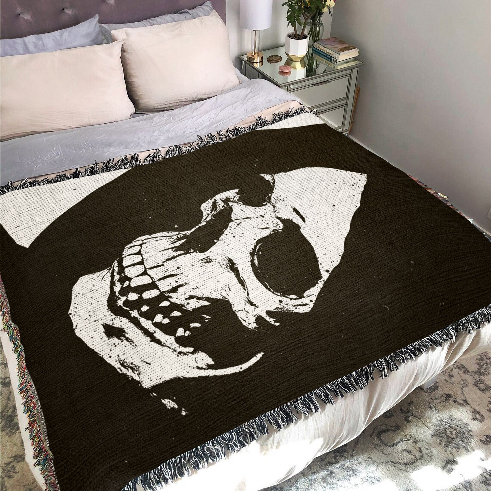Skull Decor Horror Decor Skeleton Woven Blanket: Vintage Skull - Etsy