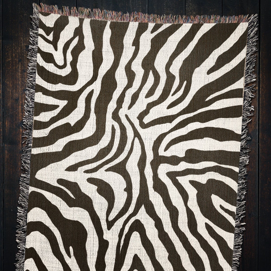 Zebra Marble Throw Blanket • Black and White Woven Blanket, Zebra Print ...