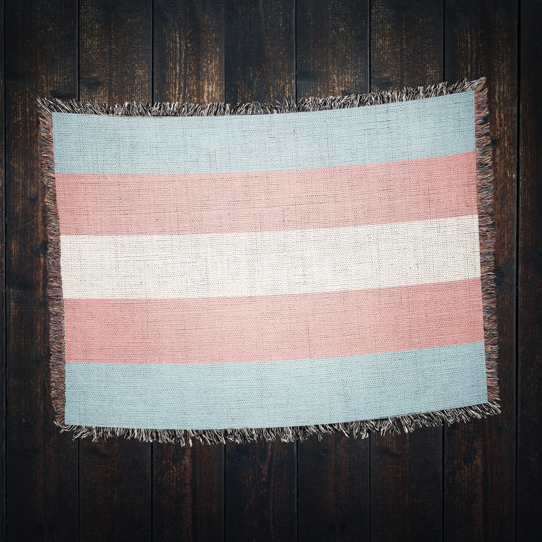 Trans Flag Blanket Woven Cotton Blanket: Vintage Novelty Blanket for ...