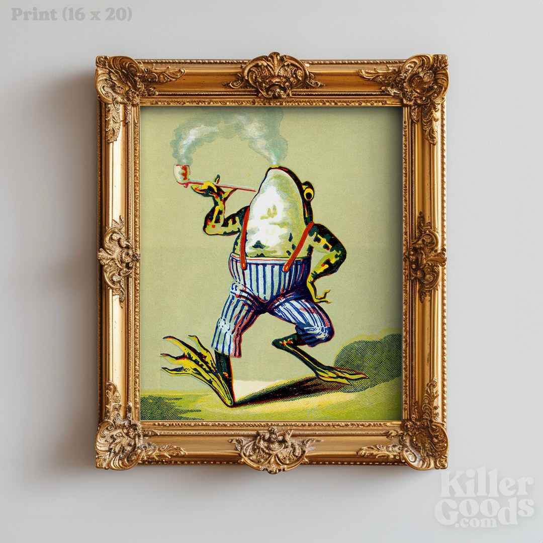 Smoking Frog Art Print, Antique Frog Art, Vintage Frog, Victorian ...