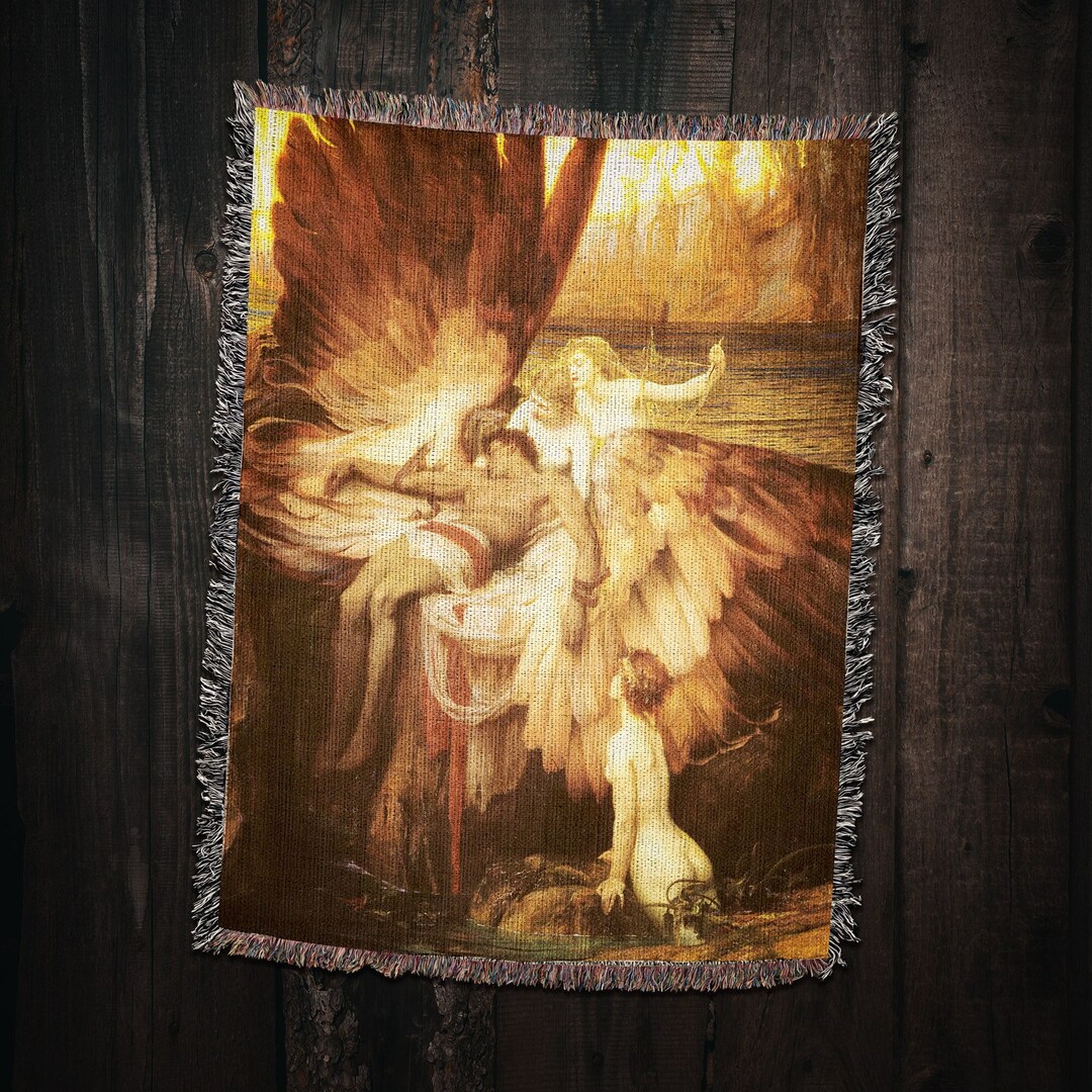 Greek Myth Decor the Lament for Icarus Woven Throw Blanket Herbert ...
