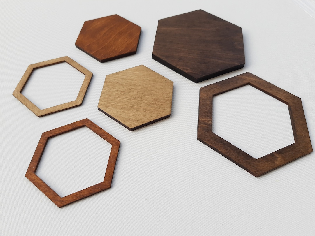 Hexagon Wall Art - 1 Tile, Honeycomb Wood Decor, Choose Color Stain ...