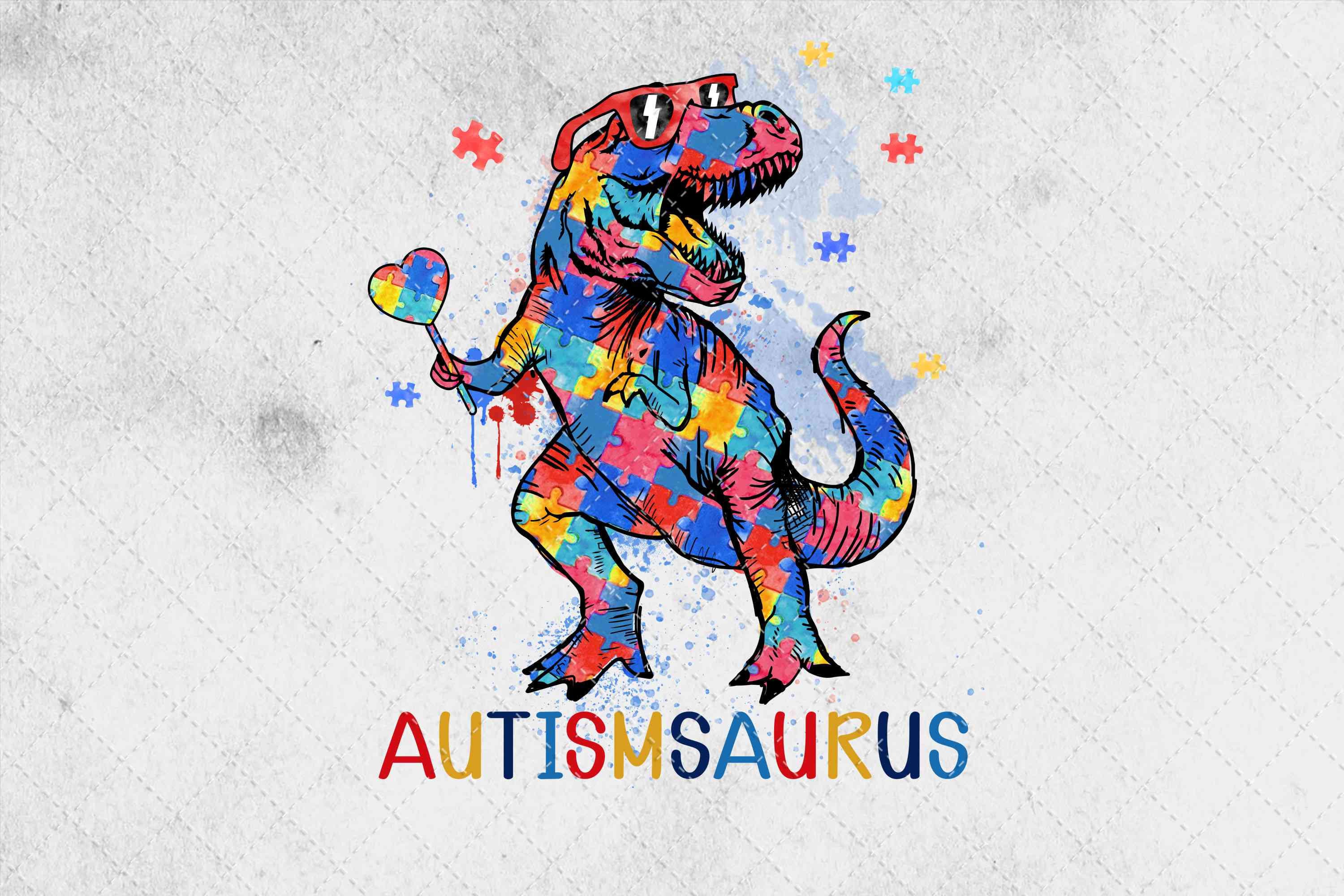Autismsaurus Png Dinosaur Png Dino Png Autism Awareness Png | Etsy