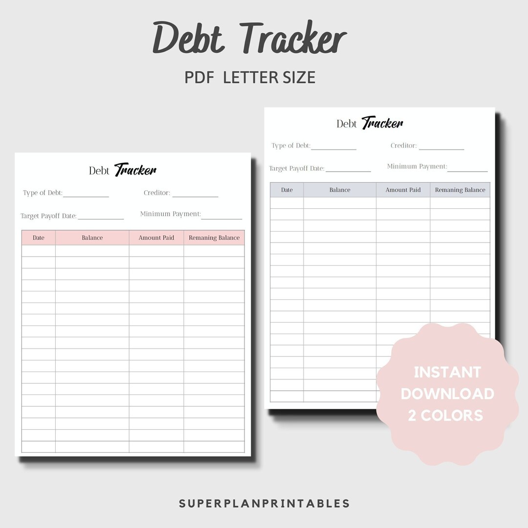 Debt Tracker Printable, Debt Tracker Spreadsheet, Credit Card Tracker ...