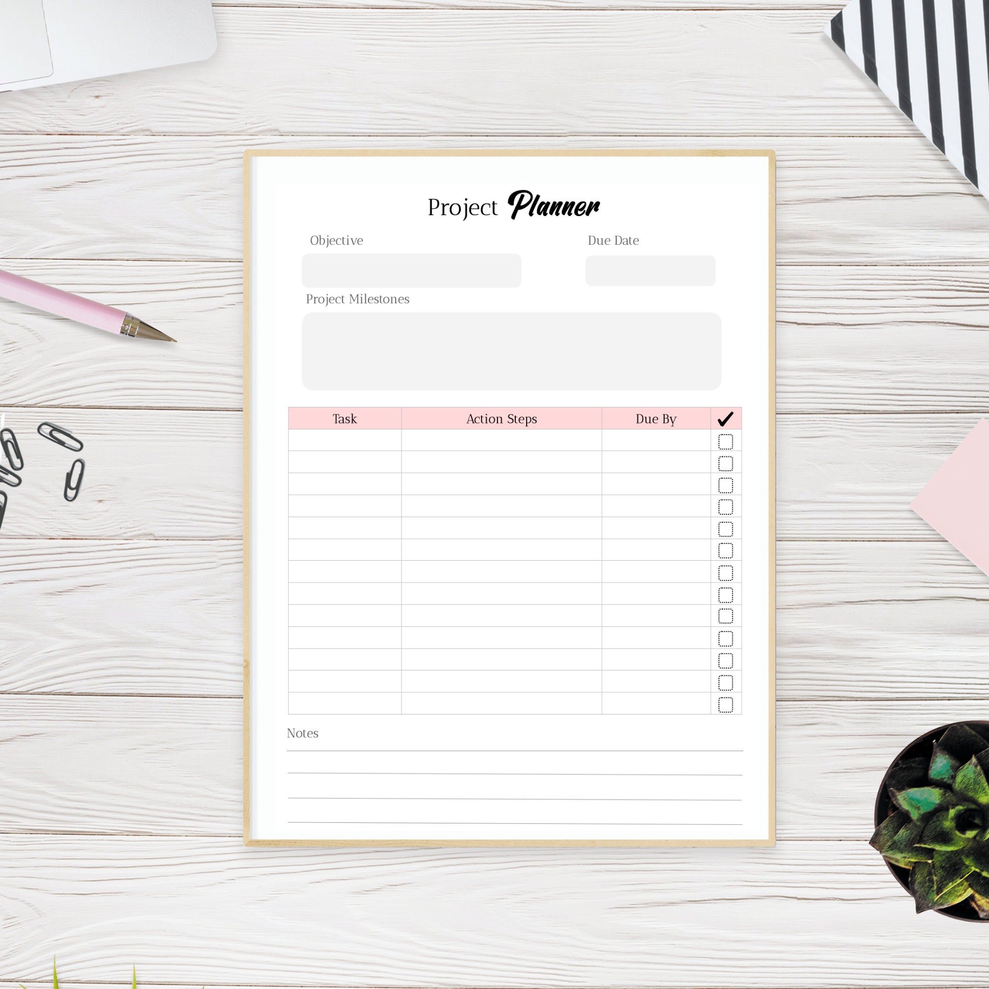 Project Planner Printable Digital Download Goal Planner Minimalistic ...