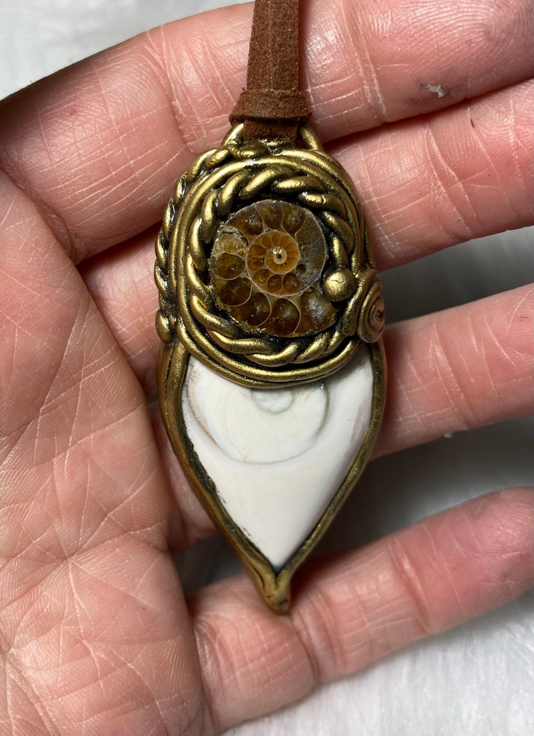Shiva Shell and Ammonite Healing Pendant. Bohemian Jewelry. Hippie ...