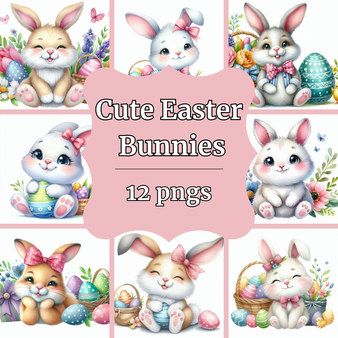 Cute Easter Bunny Clip Art Watercolor, Easter Bunny, Cute Bunny, Easter ...