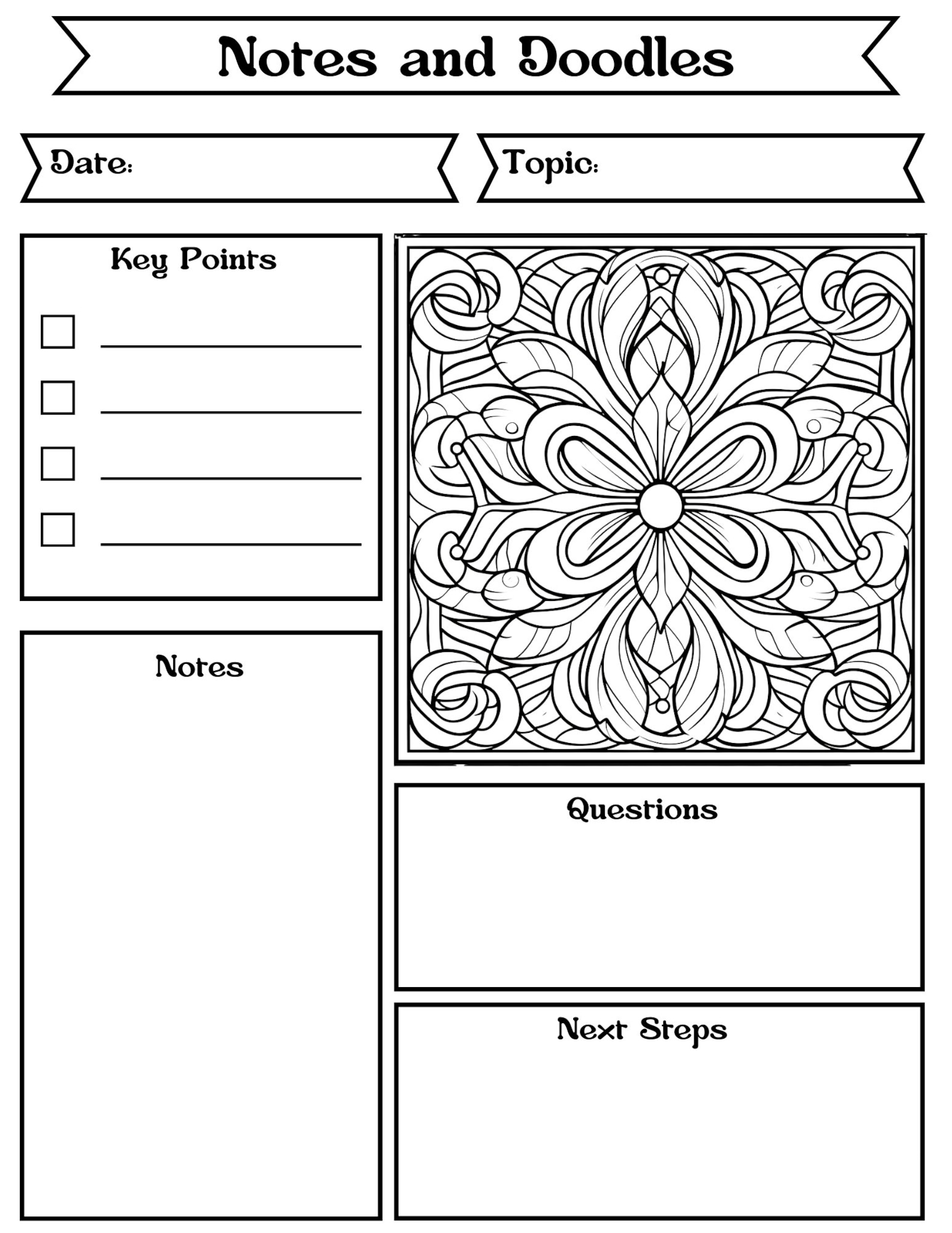 Printable Abstract Design Coloring Meeting Notes PDF. Work From Home ...