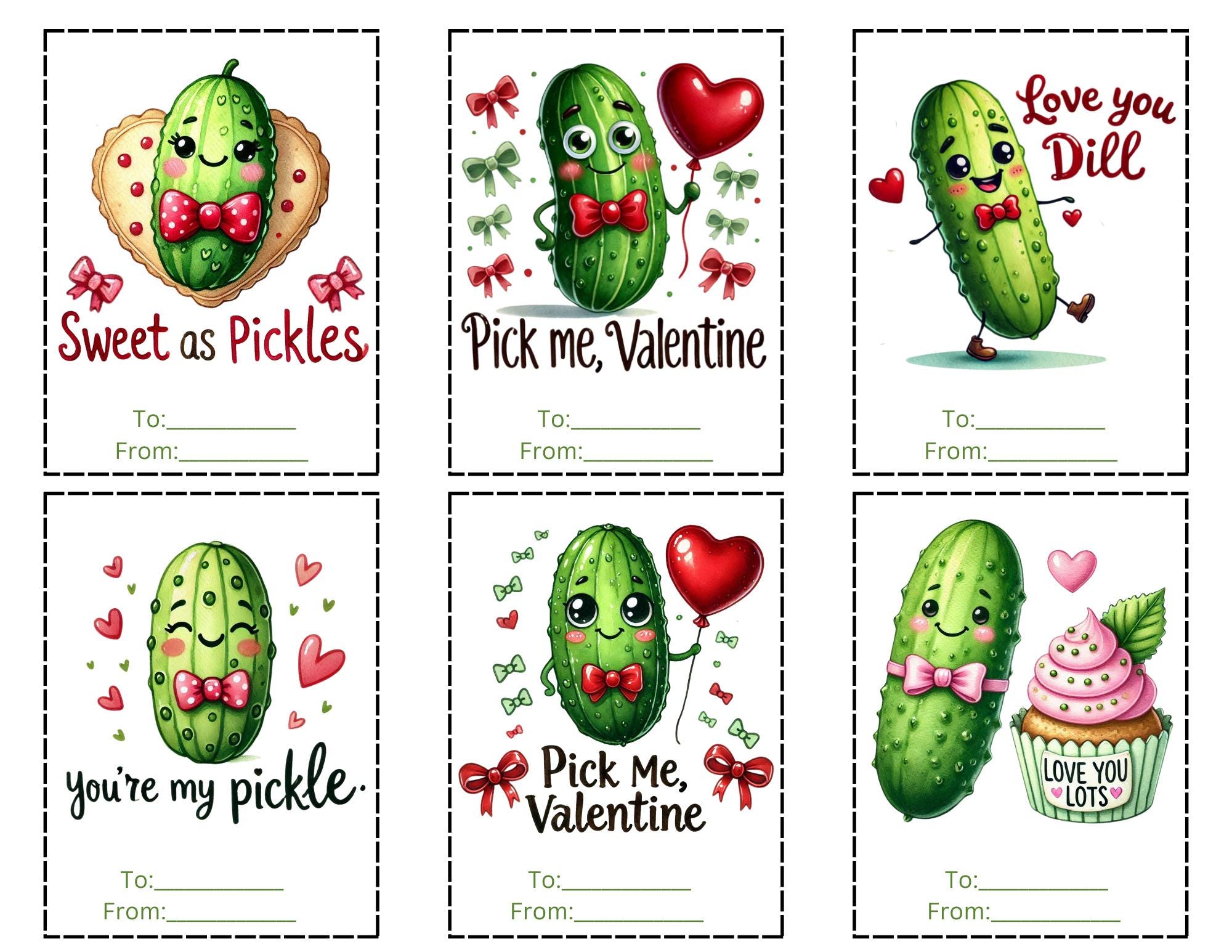 Pickle Valentines for Kids Printable, Kids Valentines, Pickle Valentine ...