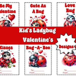 Printable Ladybug Valentines for Kids, Kids Valentines, Ladybug ...