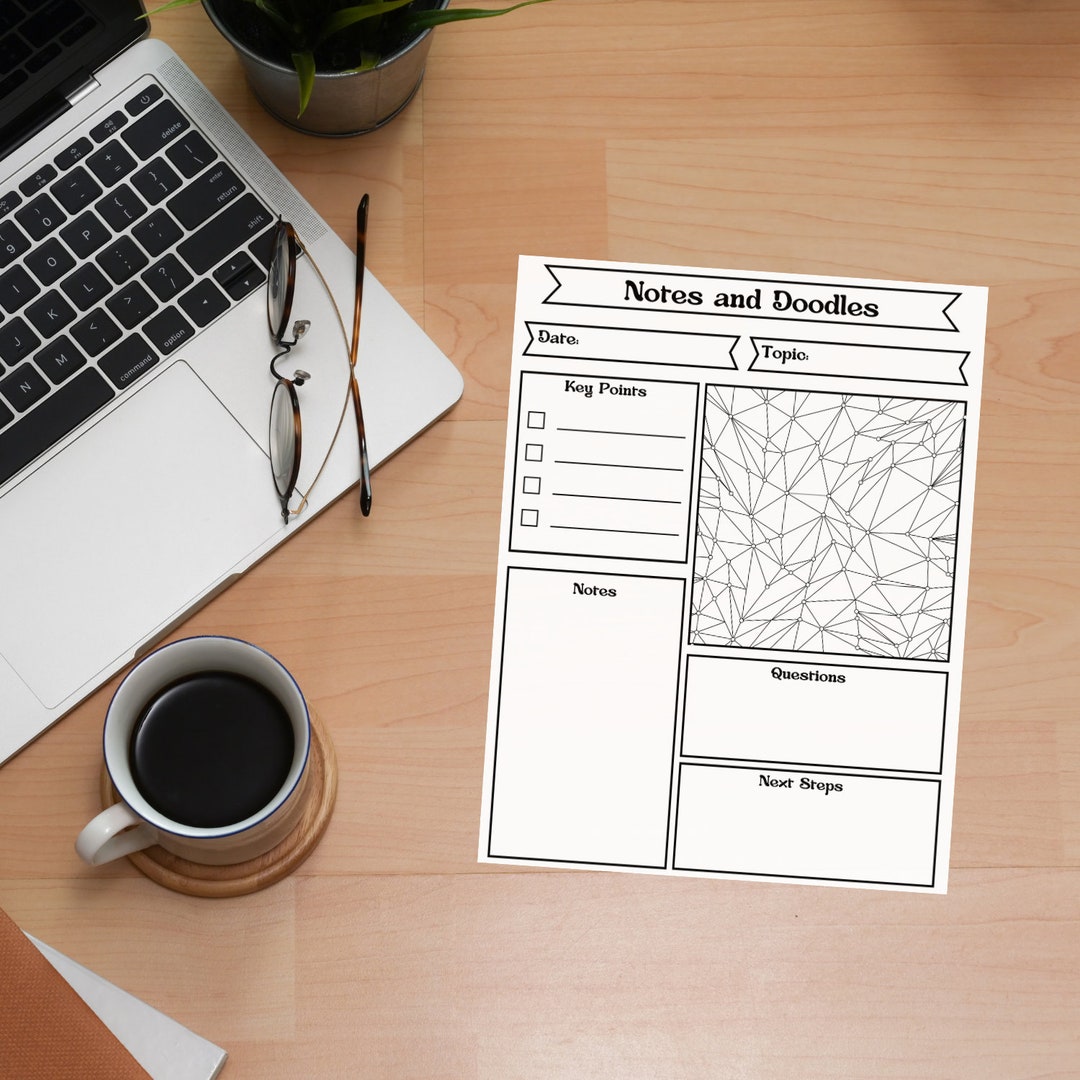 Printable Abstract Design Coloring Meeting Notes PDF. Work From Home ...