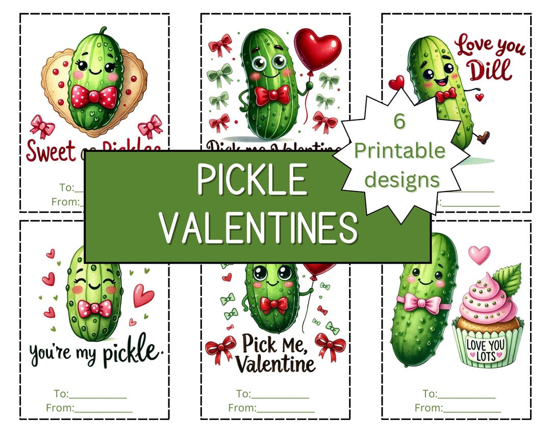 Pickle Valentines for Kids Printable, Kids Valentines, Pickle Valentine ...