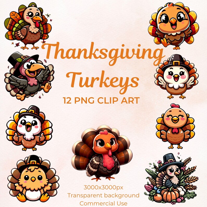 12 Thanksgiving Turkey Png Clip Art, Thanksgiving, Turkey, Cute Turkey ...