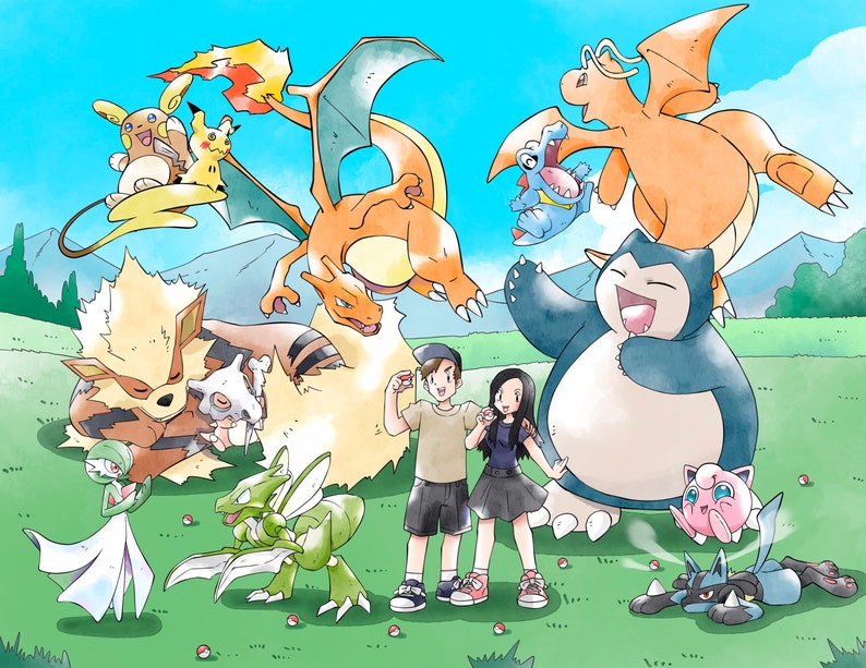 Pokémon Art Commission Pokemon Family Portrait Custom Pokemon - Etsy