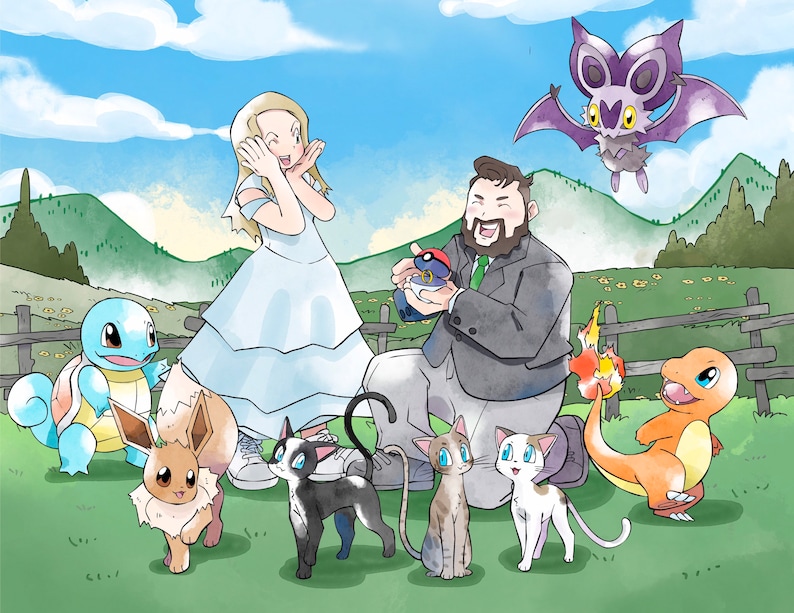 Pokémon Art Commission Pokemon Family Portrait Custom Pokemon - Etsy