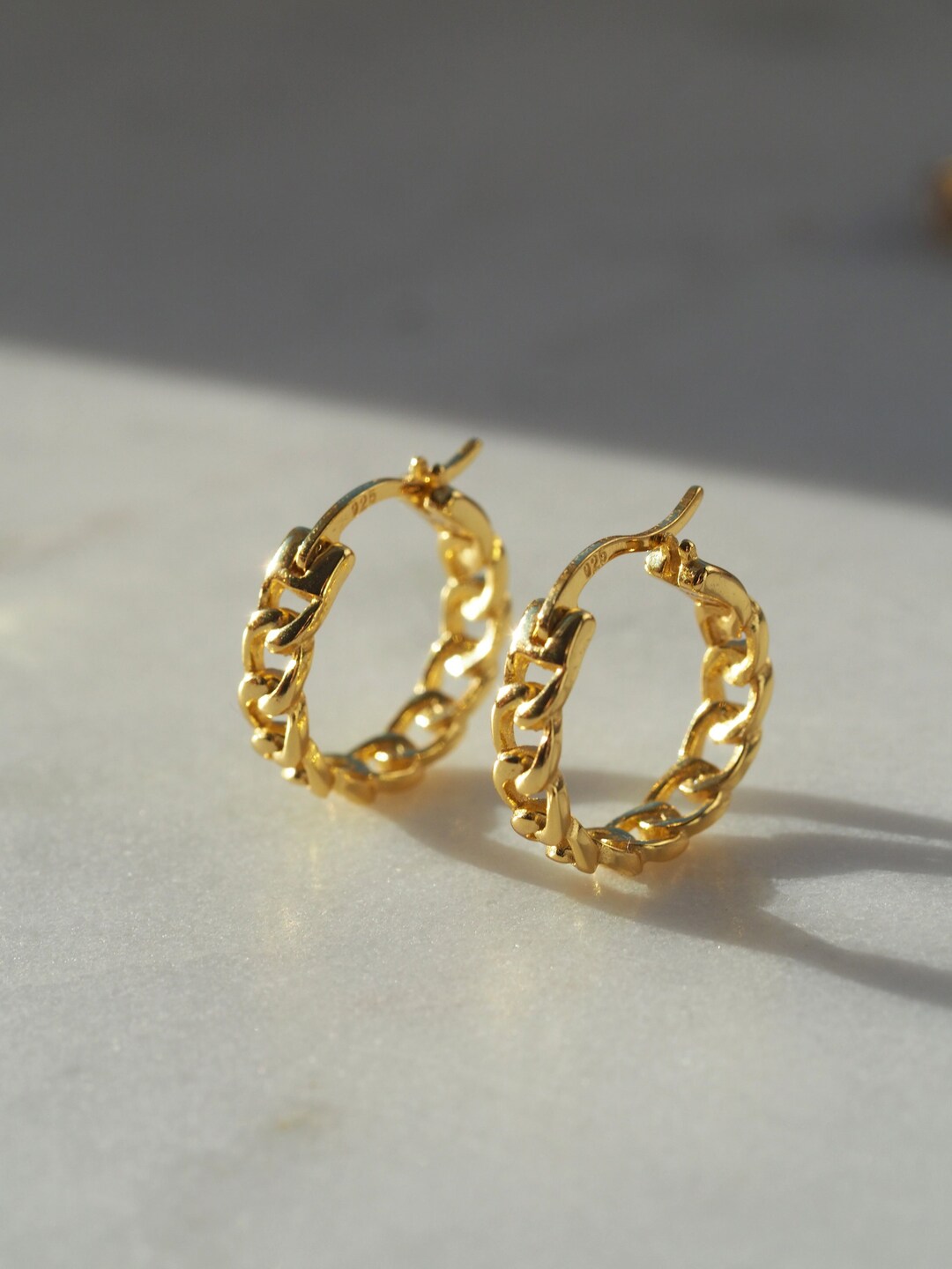 Figaro Chain Hoops,chain Link Hoops,gold Chain Hoops,chain Earrings ...