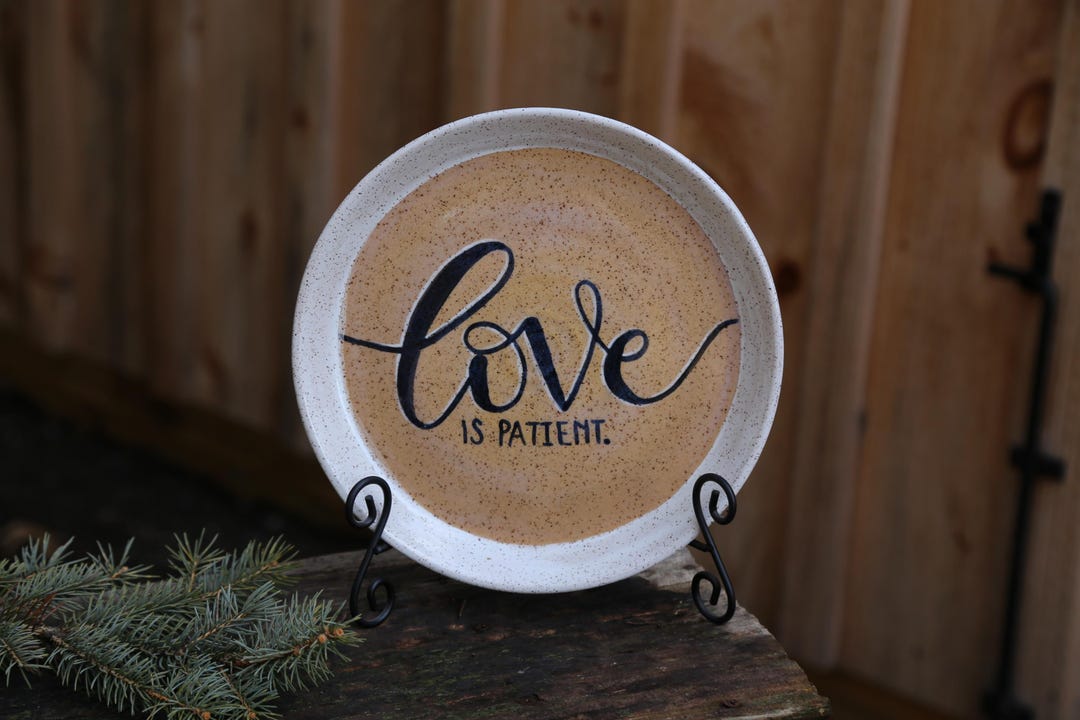 10" Hand Thrown Ceramic Black and White Speckled Plate Stoneware ...