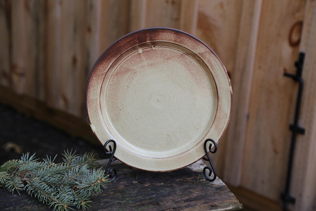 10.25" Hand Thrown Ceramic Brown Pottery Plate Stoneware Dinnerware ...