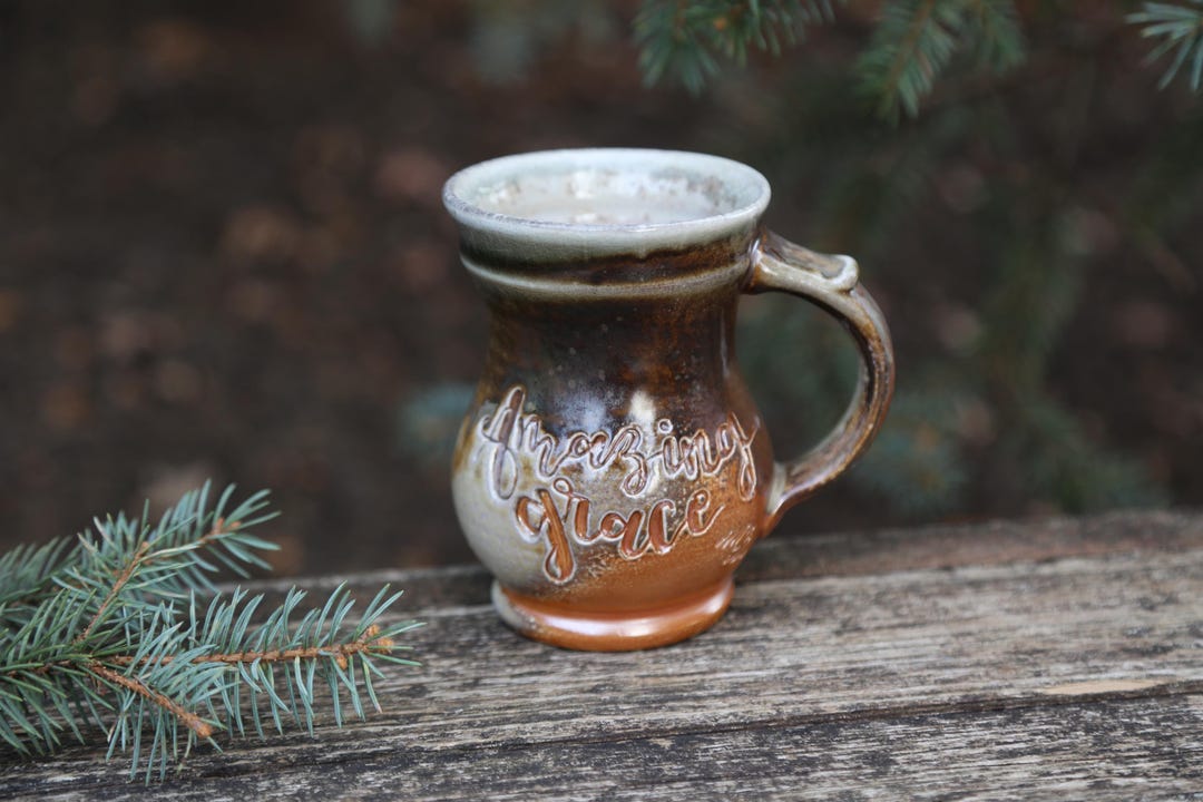 9oz Hand Carved Ceramic Wood Fired Pottery Mug Verse Scripture ...