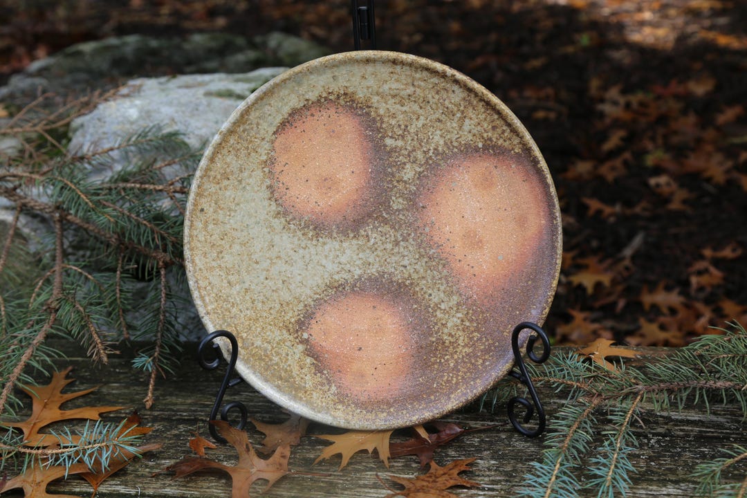 10" Hand Thrown Wood Fire Pottery Plate Ceramic Serving Platter ...