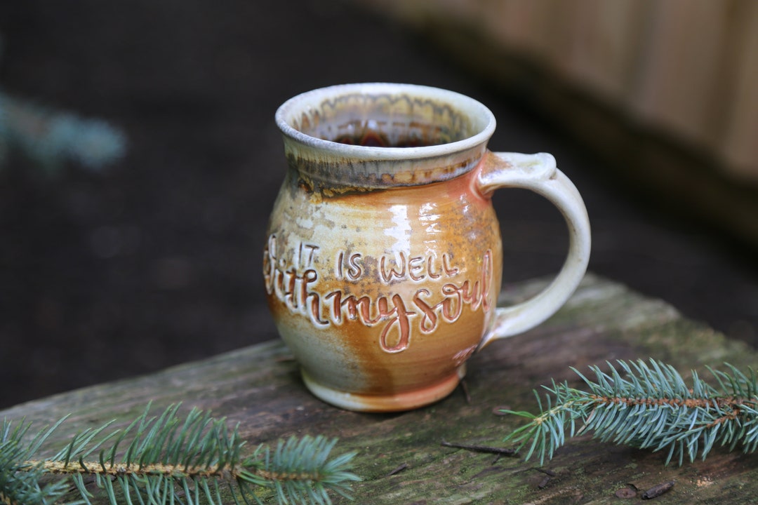 14-16oz Handthrown Ceramic Wood Fired Pottery Mug Verse Scripture ...