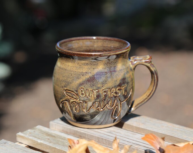 10-12oz Mug: Hand Carved [ray Pottery Ceramic Cup Gift for Friends ...
