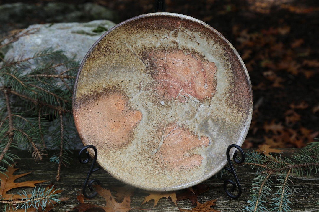 10" Hand Thrown Wood Fire Pottery Plate Ceramic Serving Platter ...