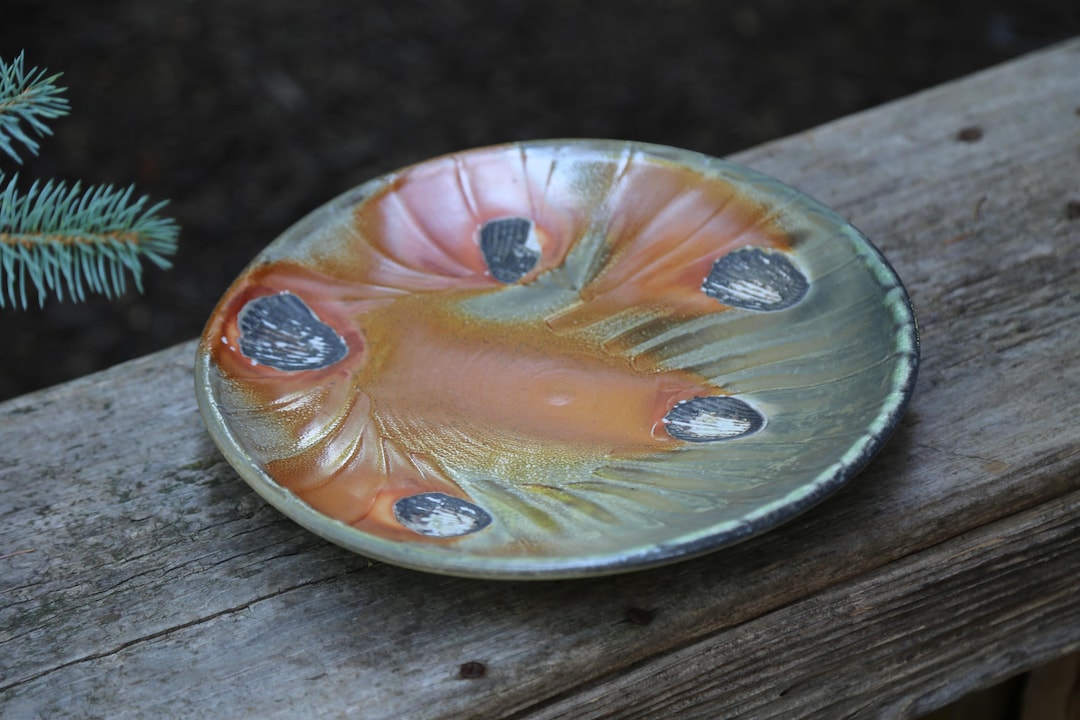 10.5" Handthrown Woodfire Pottery Plate Ceramic Serving Platter ...