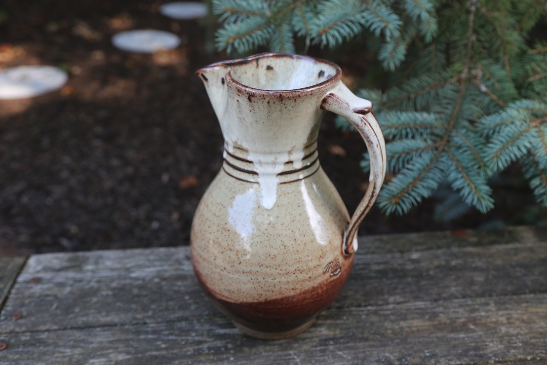 48oz Hand Thrown Ceramic Brown Pottery Pitcher Hand Made Stoneware Vase ...