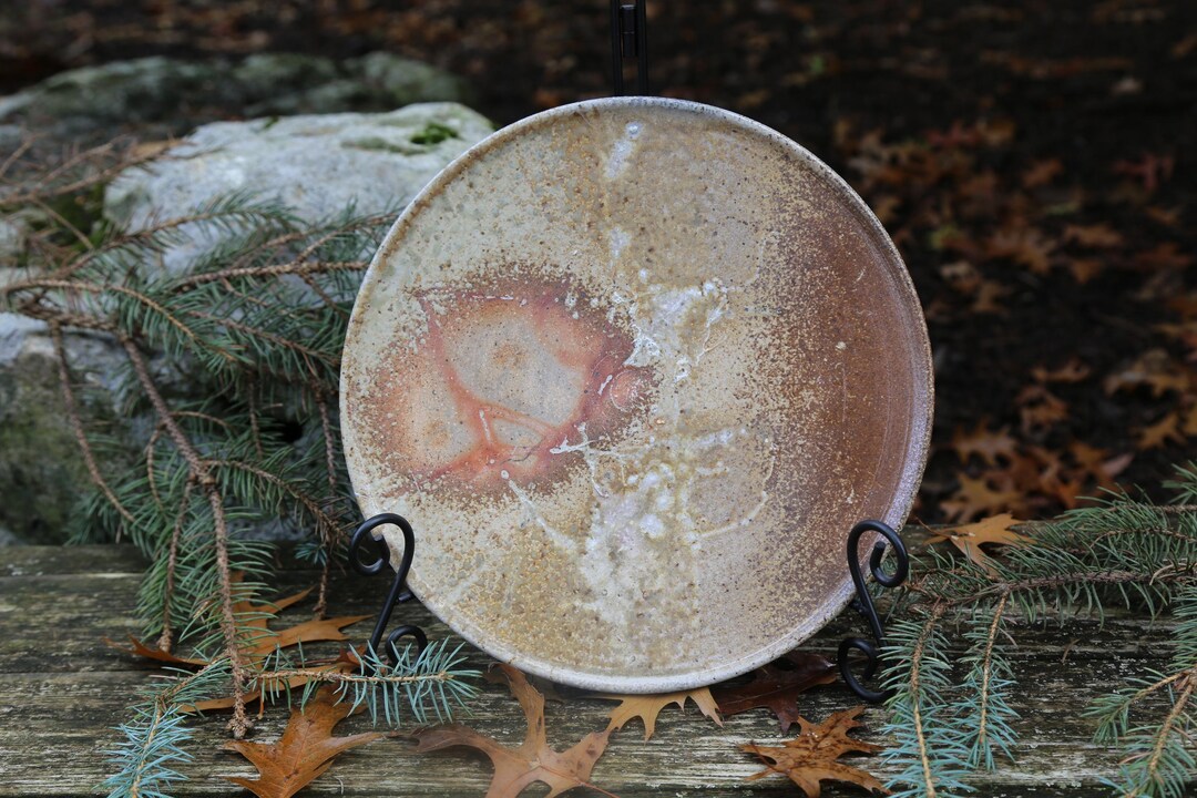 9.5" Hand Thrown Wood Fire Pottery Plate Ceramic Serving Platter ...