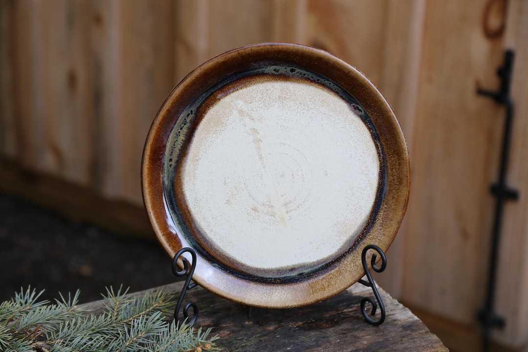 10" Hand Thrown Ceramic Brown Pottery Plate Stoneware Dinnerware Set ...