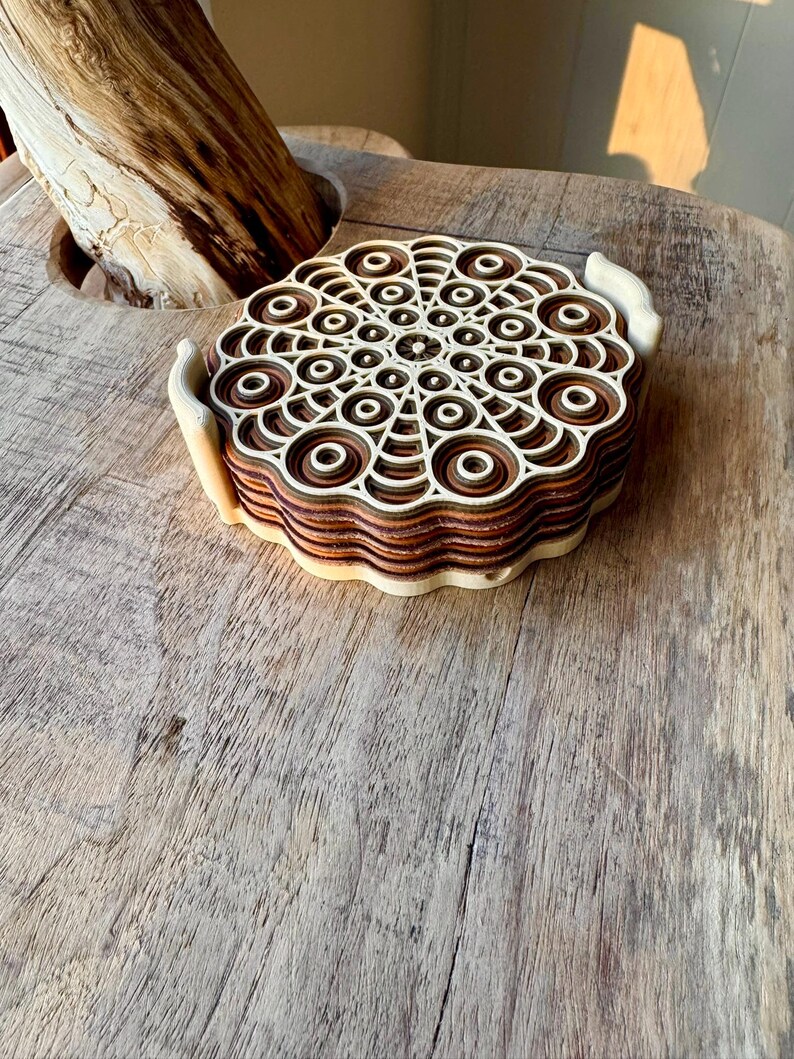 3D Printed Wood Coasters - Flower - Etsy