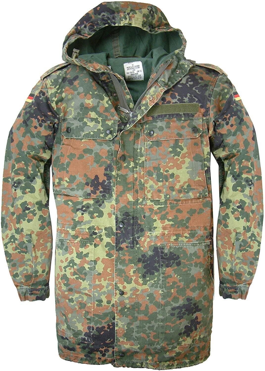 Original German Parka Army Military Hooded Jacket Field Flecktarn Camo ...
