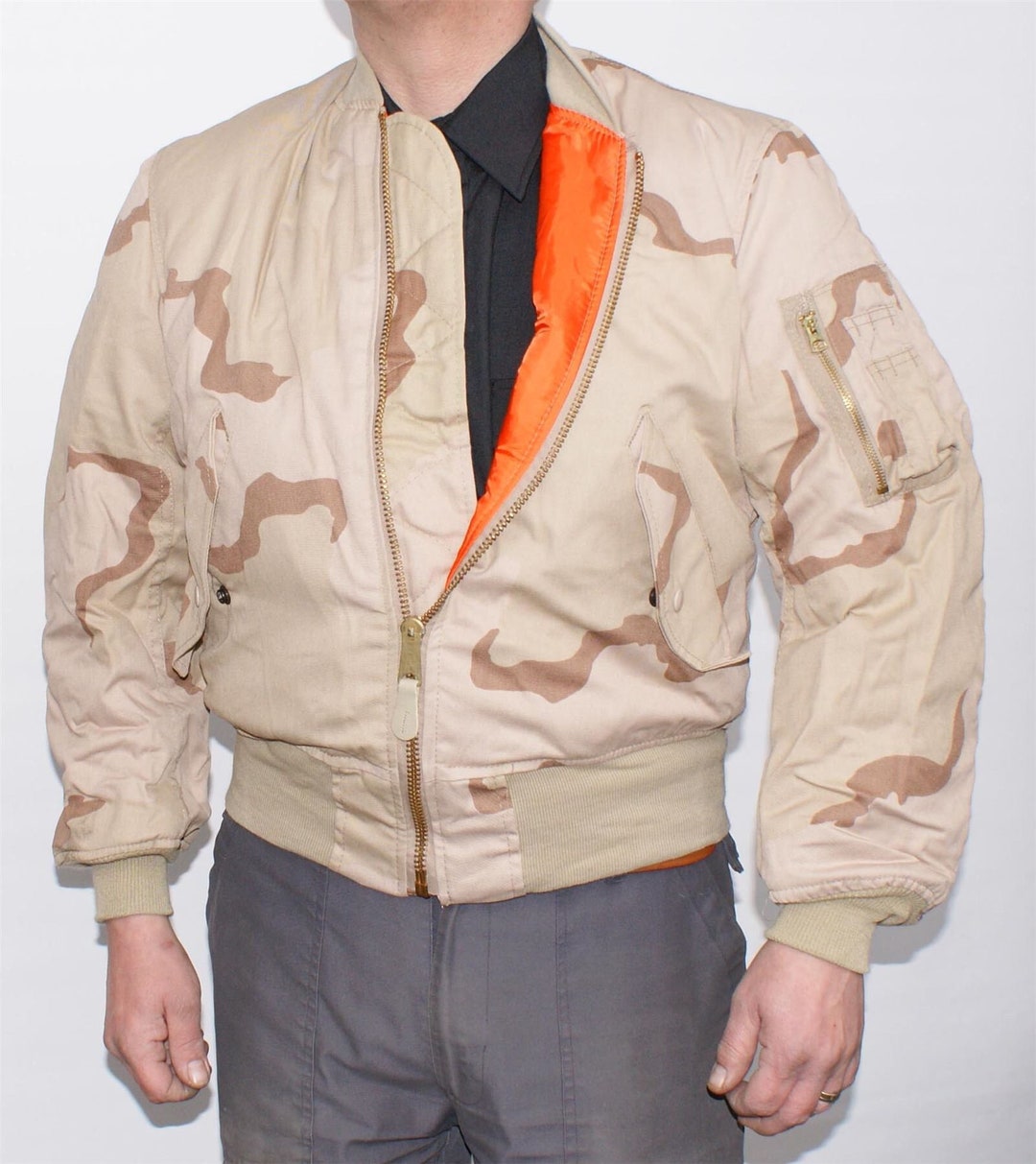 Original Bomber Jacket 3D Tri Desert Camo US Flight MA1 Military Combat ...