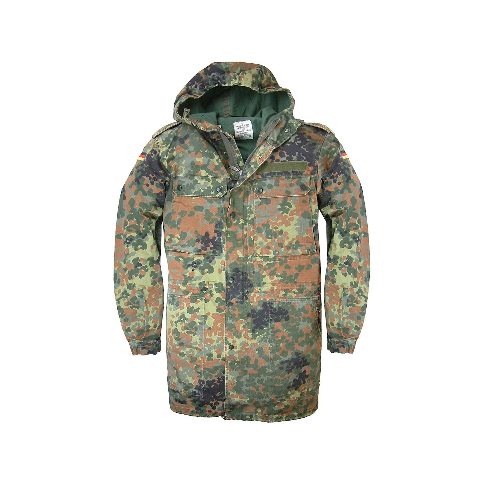 Original German Parka Army Military Hooded Jacket Field Flecktarn Camo ...