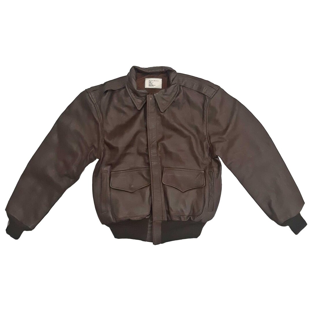 Original US Air Force Flight A2 Leather Jacket U.S.A.F Dark Brown MA2 ...