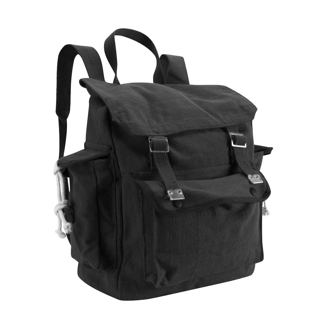Retro Style Rucksack Black Backpack Web Canvas Vintage - Etsy
