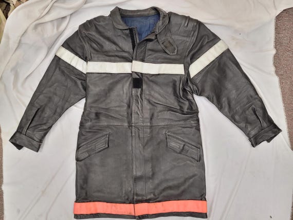 Vintage Leather Flameproof French Firefighter Jacket … - Gem
