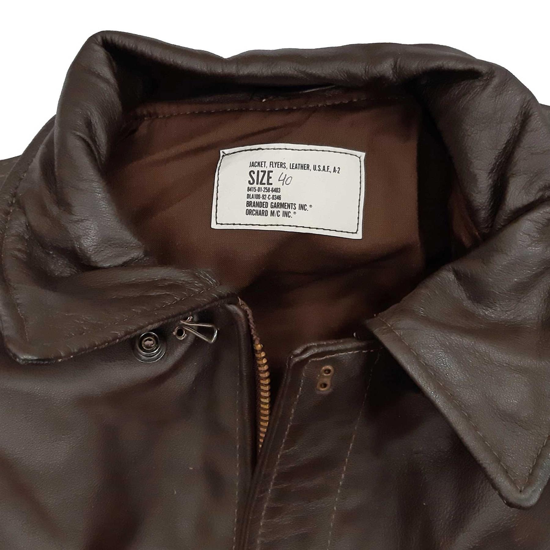 Original US Air Force Flight A2 Leather Jacket U.S.A.F Dark Brown MA2 ...